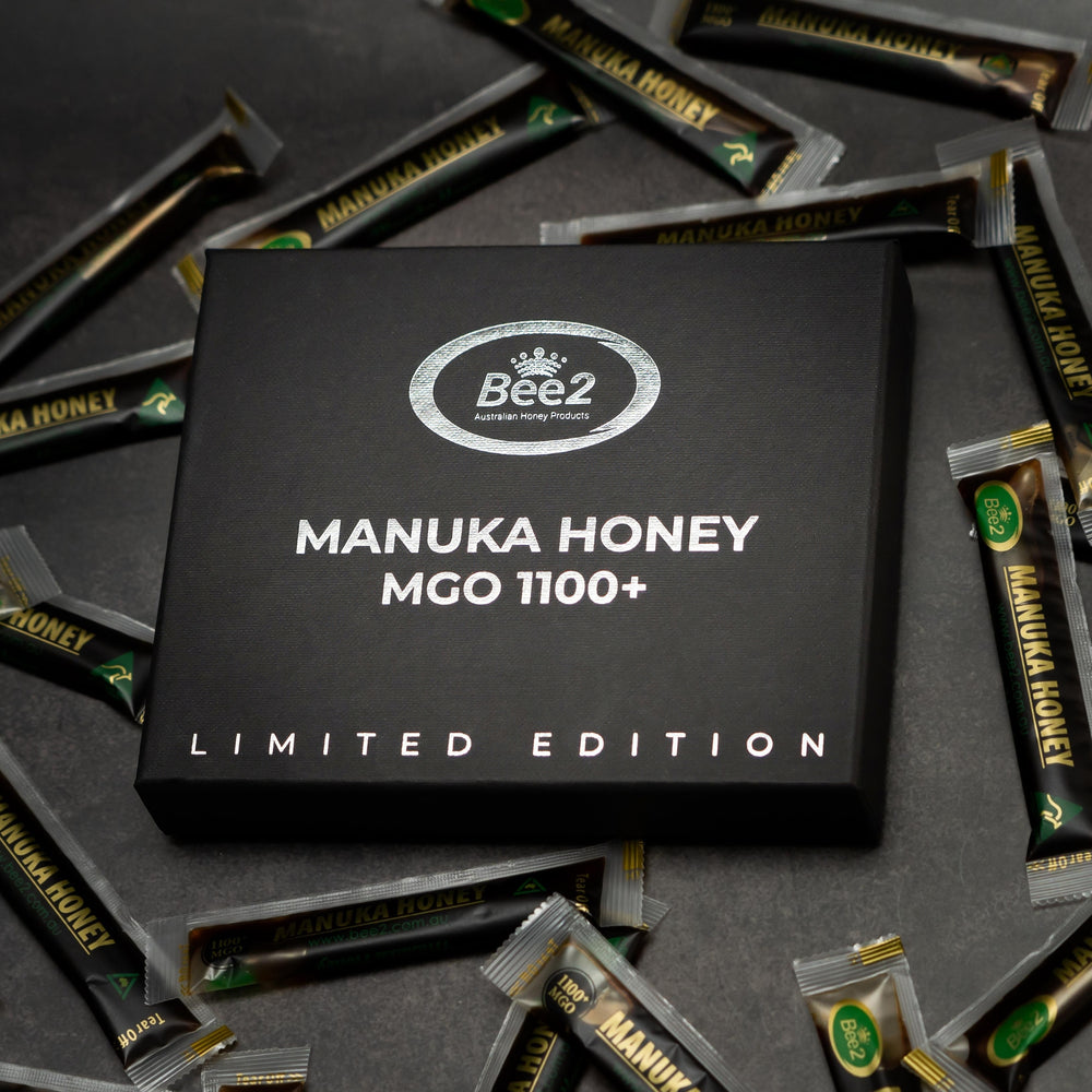 Bee2 Australian Manuka Honey Straws MGO 1100+ (30 x Honey Sachets)